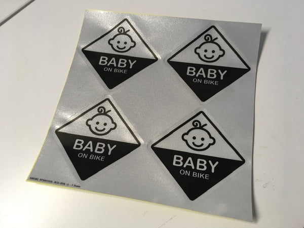 Baby on Bike - Child Bike Seat Reflective Stickers - Diamond - Kit Radar